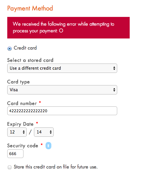 "We received the following error while attempting to process your payment: O" [#2381253 ...